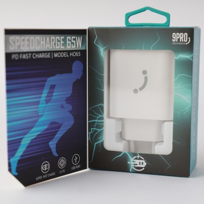 عظمة (محول) شاحن سريع بقوة 65 واط لون أبيض- 9PRO Speedcharge 65W PD ...